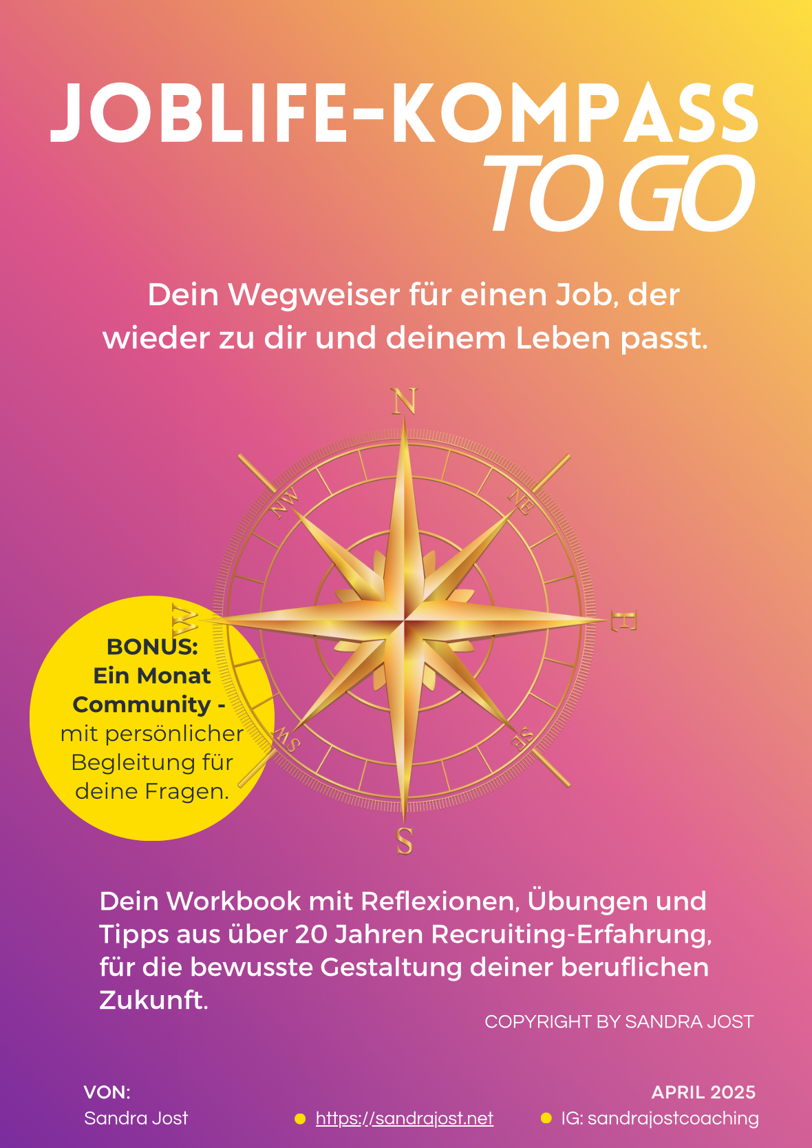 JobLife-Kompass Workbook für Erfüllung im Job und Leben - sandrajost.net